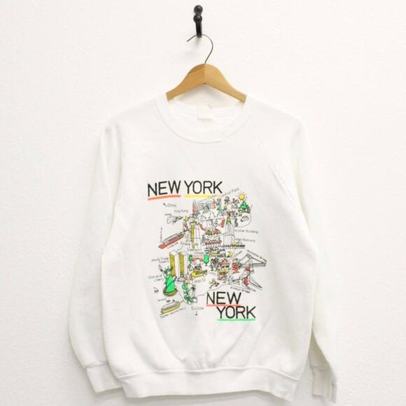 Vintage | Shirts | Vintage New York City Landmarks Map Sweatshirt Large ...